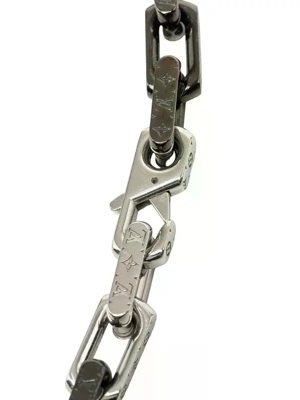 LOUIS VUITTON 2023 Stainless Steel Strass Monogram Chain Necklace Costume Necklace