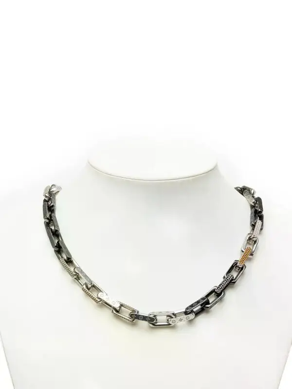 LOUIS VUITTON 2023 Stainless Steel Strass Monogram Chain Necklace Costume Necklace