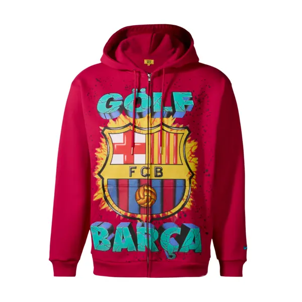 Nike Fc Barcelona X Golf Wang Soccer Full-zip Hoodie - Red