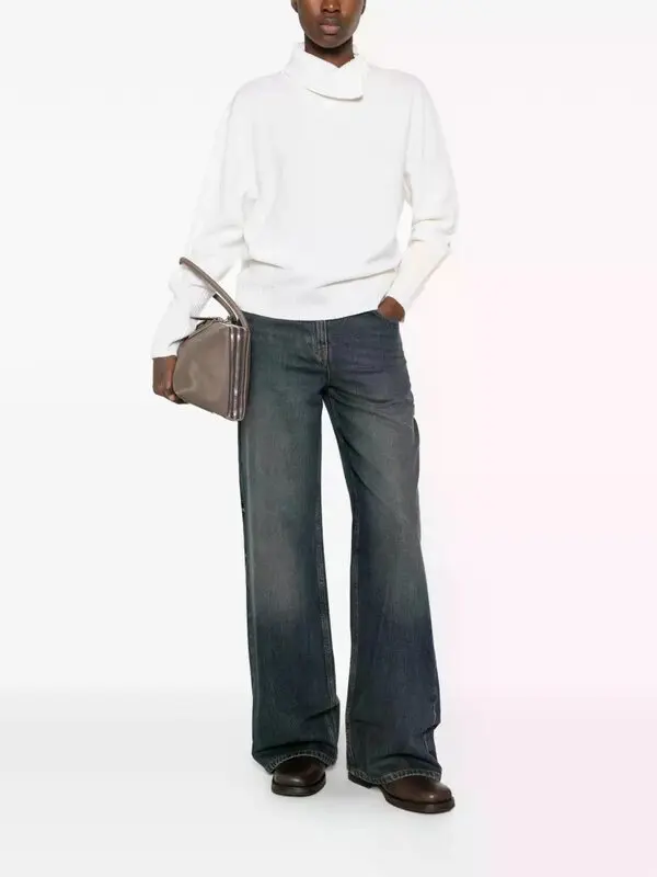 COURREGES Zip-neck Ribbed-trim Sweater