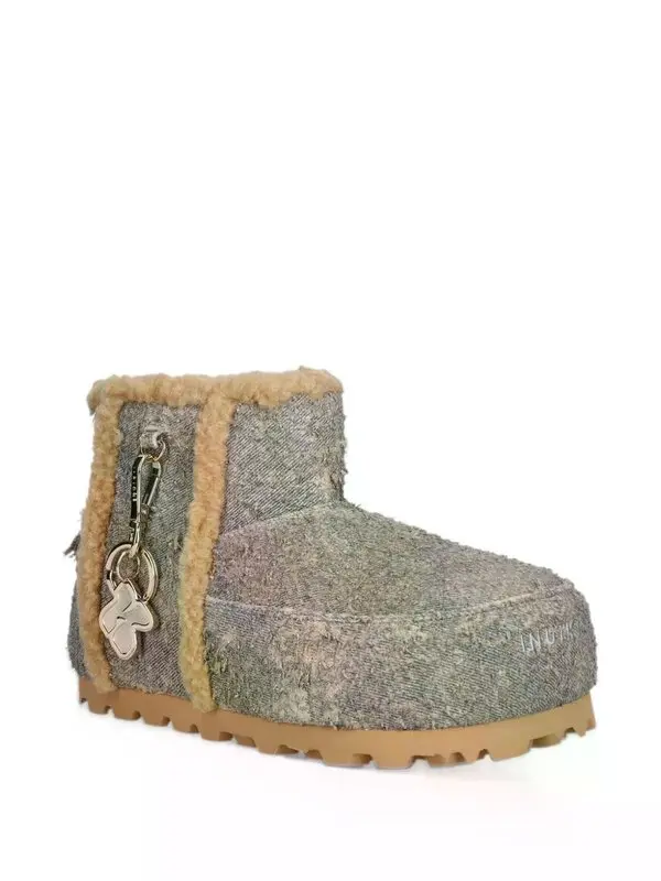 Inuikii Cozy Boot Denim Distressed Shearling-trim Boots