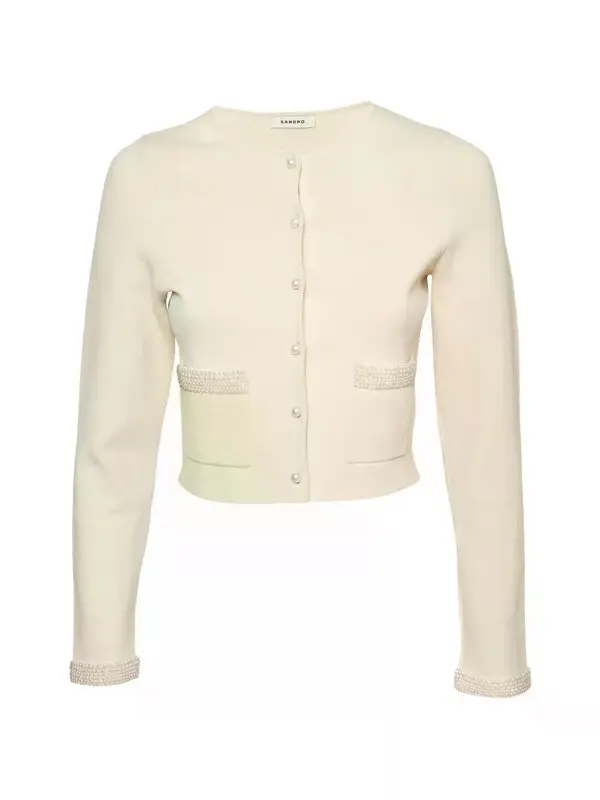 Sandro Beaded Cropped Cardigan