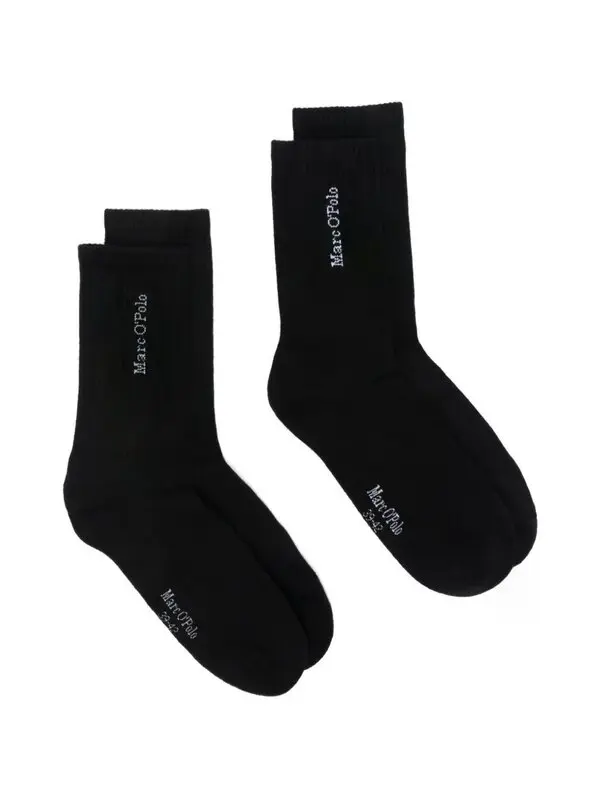 Marc O'polo Ribbed-knit Logo-print Socks