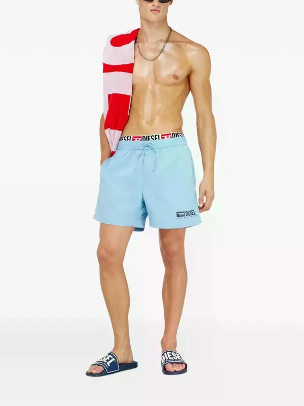 DIESEL® Mid-length Swim Shorts With Logo Print
