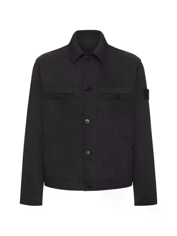 Stone Island Q100039 Raw-hand Wool-cotton Gabardine-tc_s.i. Ghost Jacket - Black