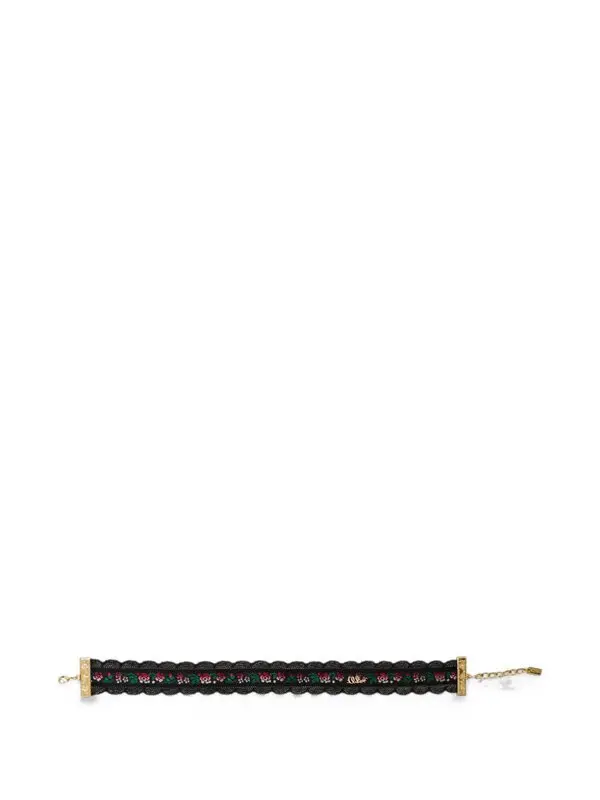Chloé Floral-embroidered Lace-detail Necklace - Black