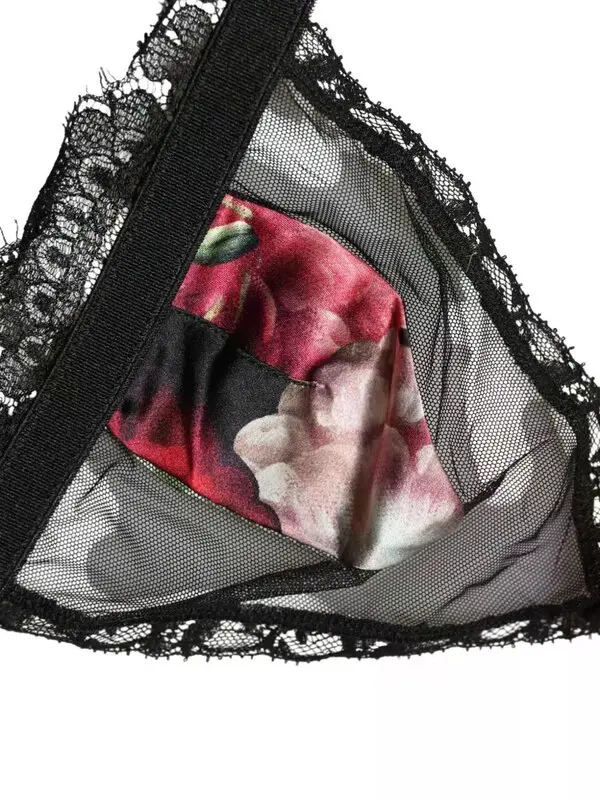 Dolce & Gabbana Floral-print Lace-trim Triangle Bra