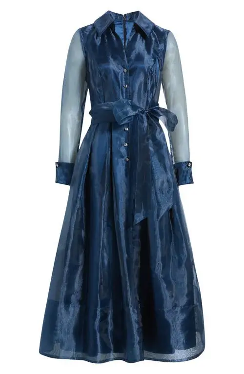 Eliza J Long Sleeve Midi Shirtdress