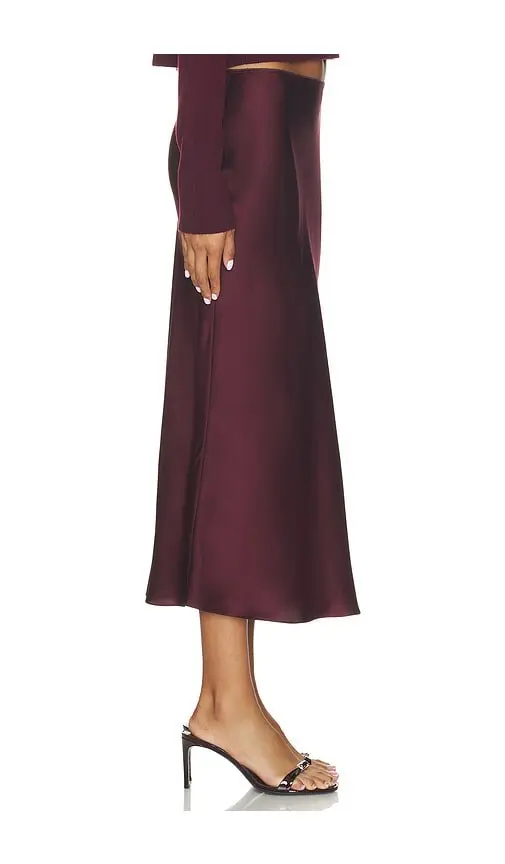 Sablyn Miranda Scallop Trim Bias Cut Pull On Skirt In Burgundy