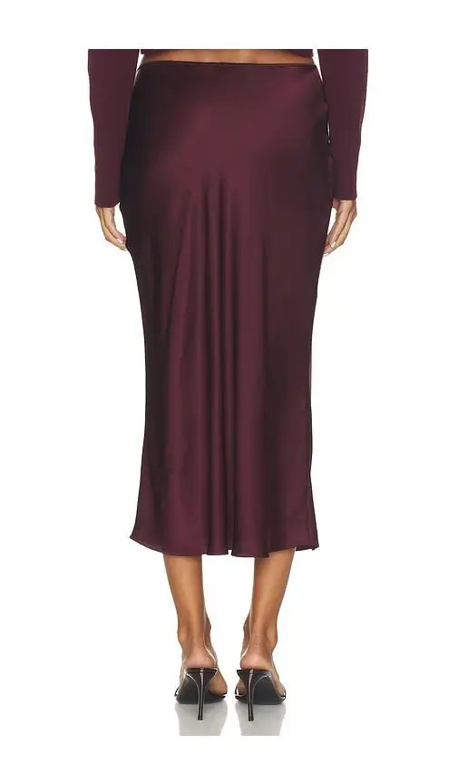 Sablyn Miranda Scallop Trim Bias Cut Pull On Skirt In Burgundy