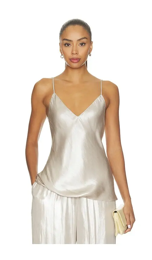 Sablyn Gloria V-neck Bias Cut Cami In Beige - Champagne