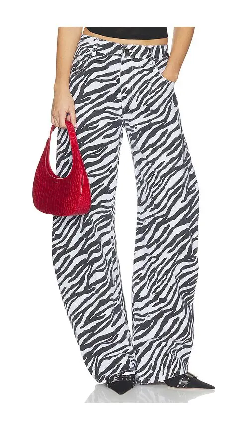 Lioness Horseshoe Jeans In Black & White - Zebra