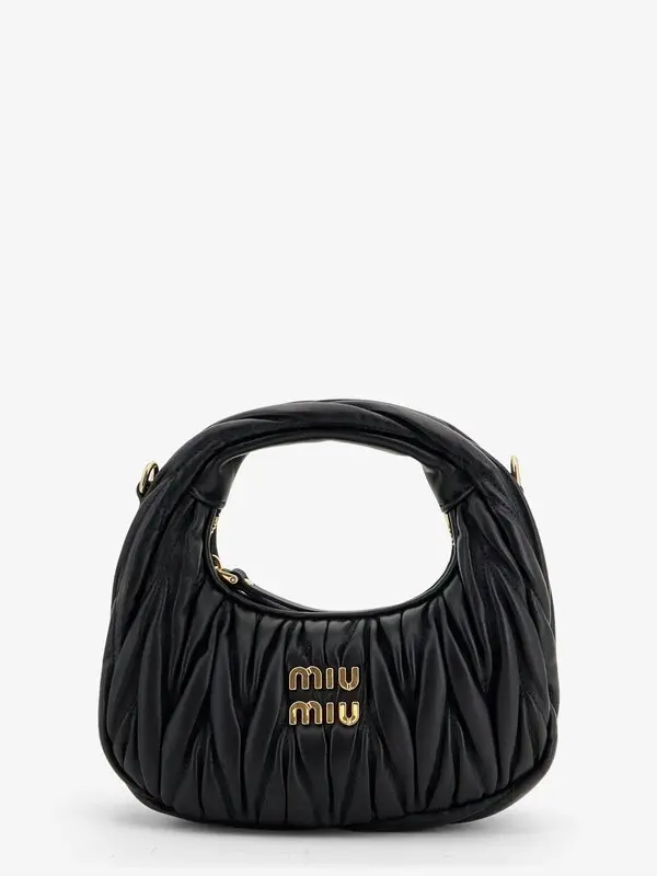 Miu Miu Wander Matelassé Leaher Mini Hobo Bag - Black