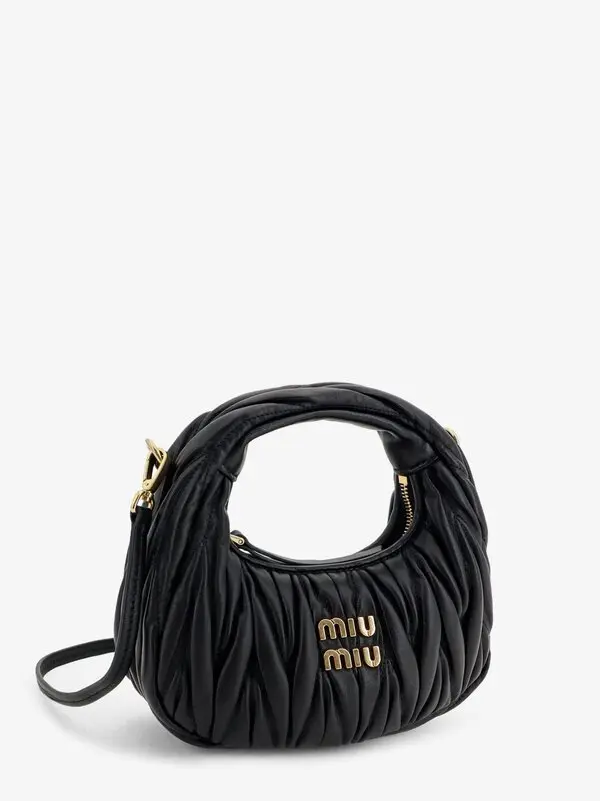 Miu Miu Wander Matelassé Leaher Mini Hobo Bag - Black