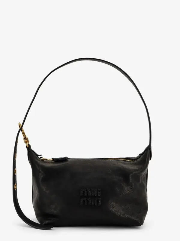 Miu Miu Nappa Aviator Leather Shoulder Bag - Black