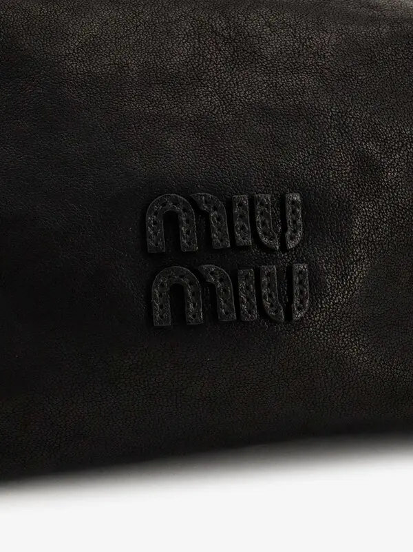 Miu Miu Nappa Aviator Leather Shoulder Bag - Black