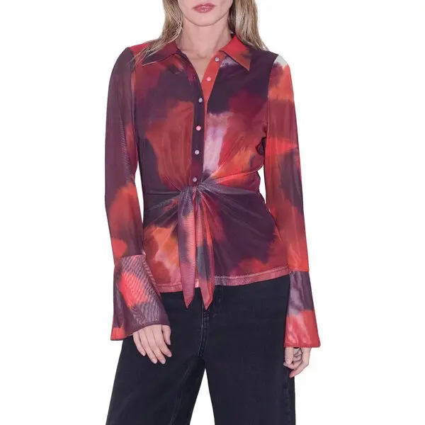 CIEBON Kristi Printed Mesh Shirt