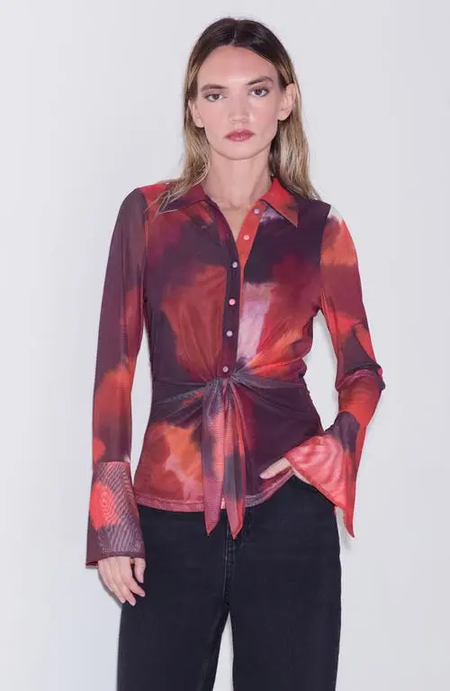 CIEBON Kristi Printed Mesh Shirt