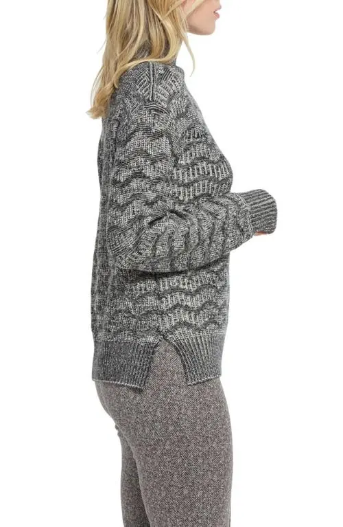 Lyssé Scarlet Marble Textured Funnel Neck Sweater
