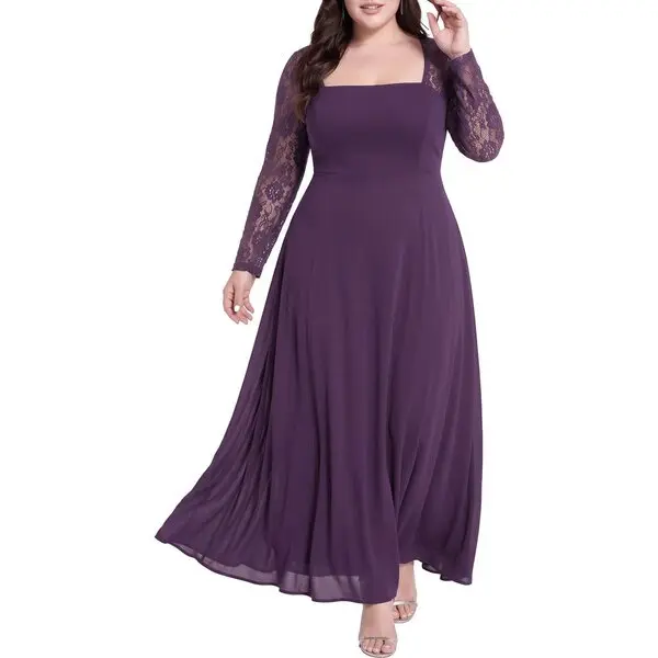 STANDARDS & PRACTICES Lace Sleeve Maxi Dress