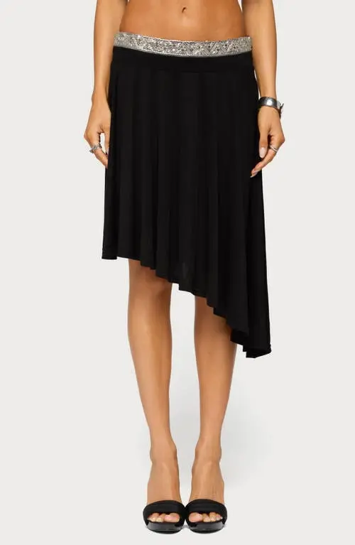 EDIKTED Dida Beaded Low Rise Asymmetric Skirt