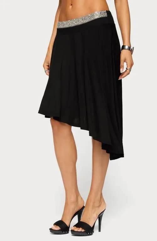 EDIKTED Dida Beaded Low Rise Asymmetric Skirt