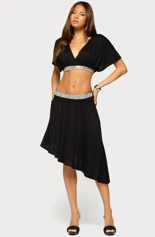 EDIKTED Dida Beaded Low Rise Asymmetric Skirt