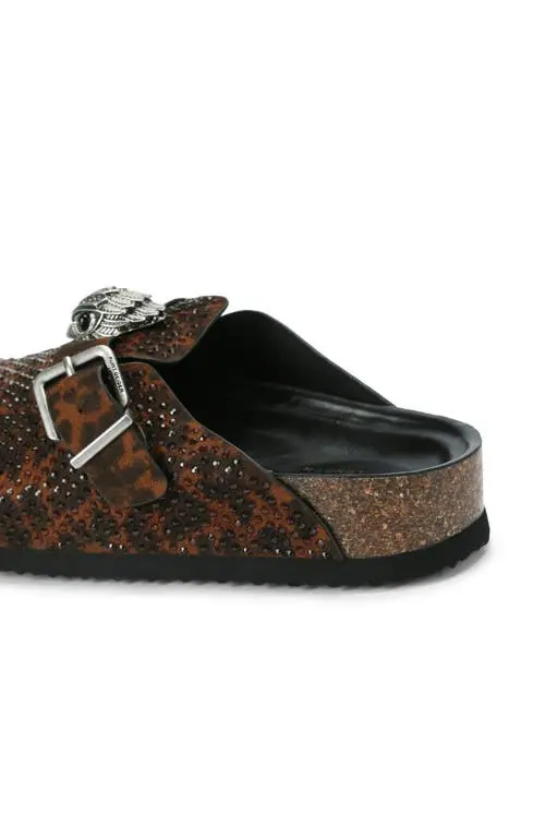 Kurt Geiger Snug Eagle Faux Leather Flat Mule - Open Brown