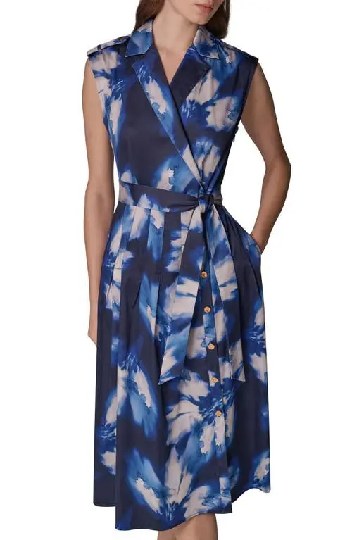 Donna Karan New York Printed Cap Sleeve Midi Dress