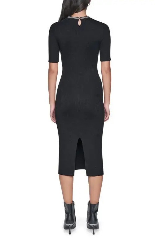 Dkny Necklace Detail Ribbed Midi Dress