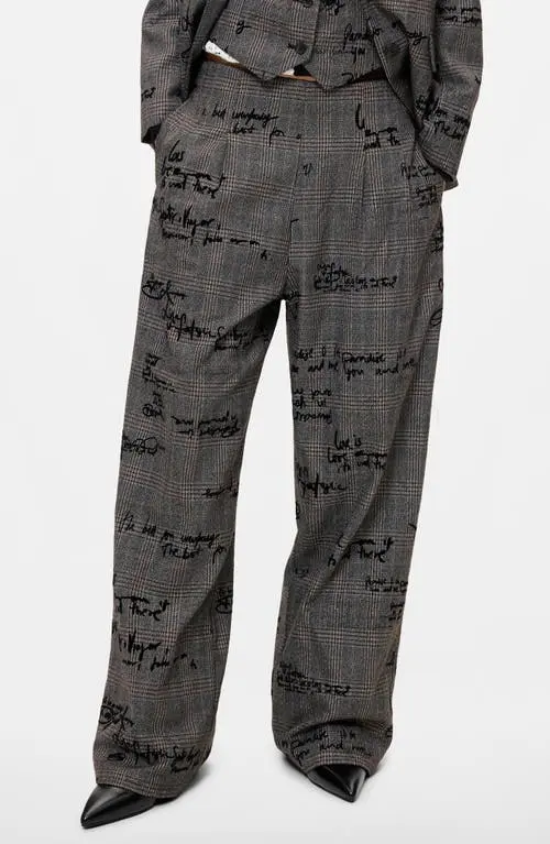 Desigual Checked Script Wide Leg Pants