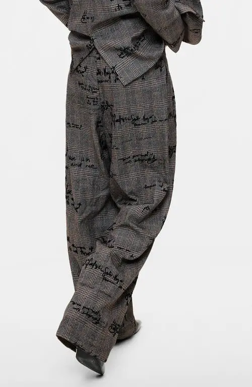 Desigual Checked Script Wide Leg Pants