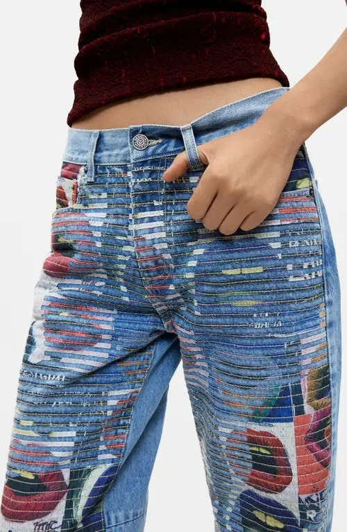Desigual Printed Graphic Straight Leg Jeans