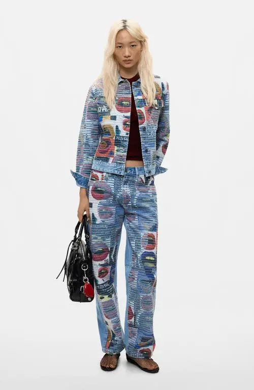 Desigual Printed Graphic Straight Leg Jeans