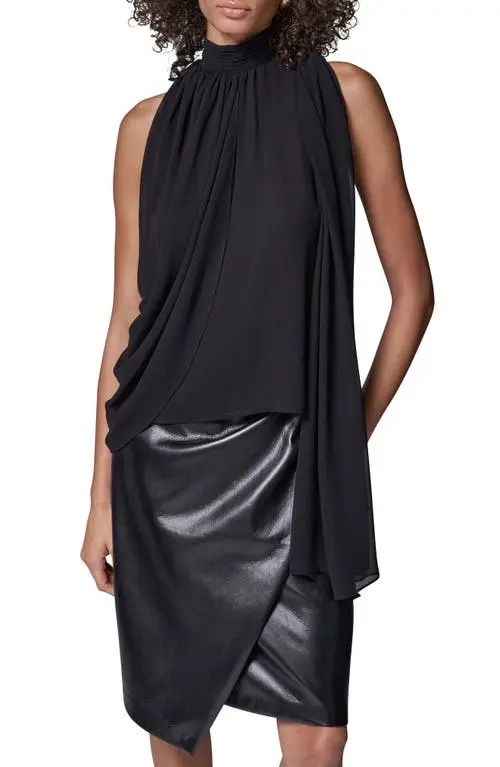 Donna Karan New York Scarf Detail Mock Neck Top