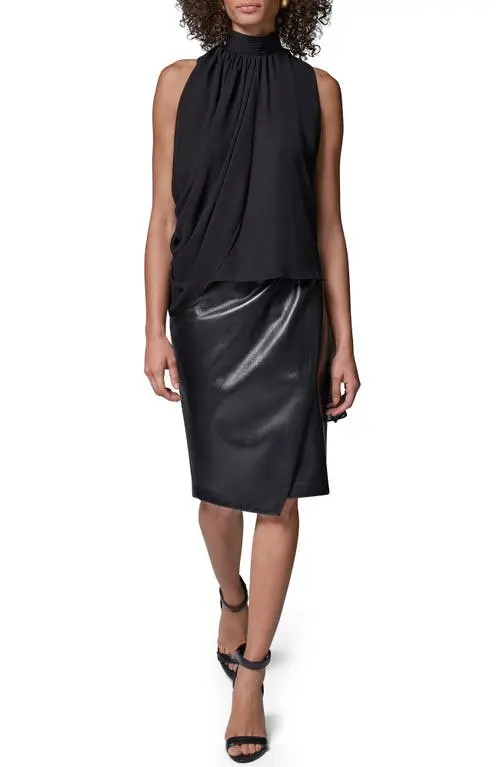 Donna Karan New York Scarf Detail Mock Neck Top