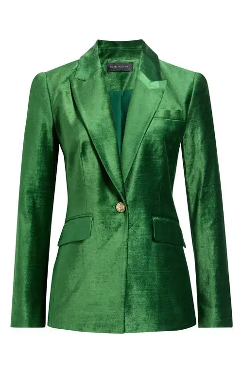 Elie Tahari Tori Linen Blend Velvet Blazer