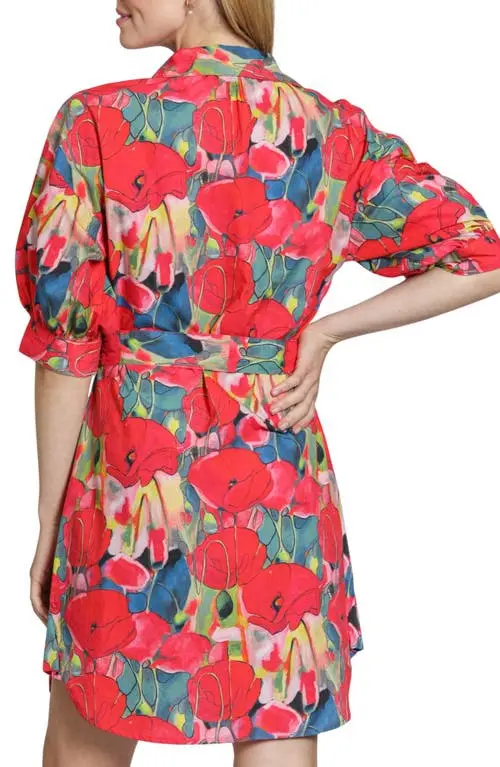 APNY Puff Sleeve Belted Cotton Shirtdress