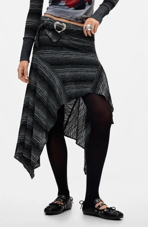 Desigual Asymmetric Textured Midi Skirt