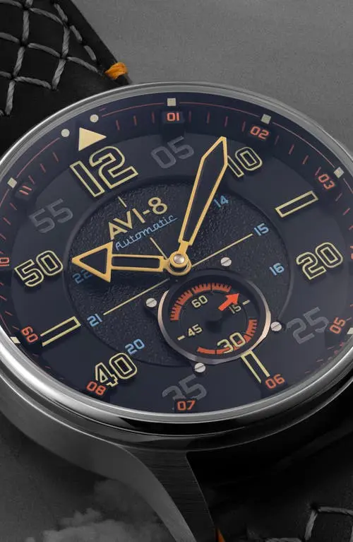 AVI-8 Hawker Typhoon Baldwin Automatic Leather Strap Watch - Black