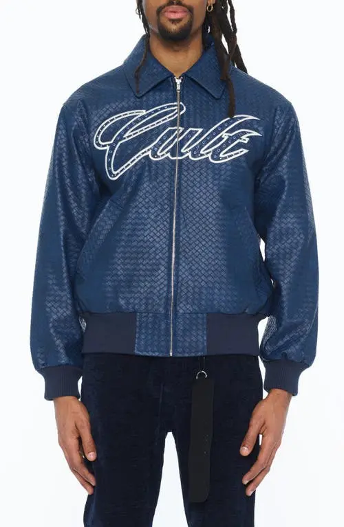 CULT OF INDIVIDUALITY Woven Faux Leather Varsity Jacket