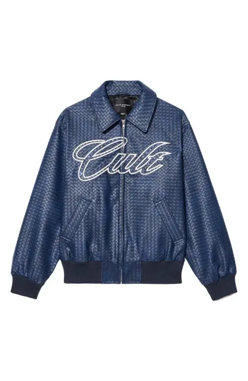 CULT OF INDIVIDUALITY Woven Faux Leather Varsity Jacket