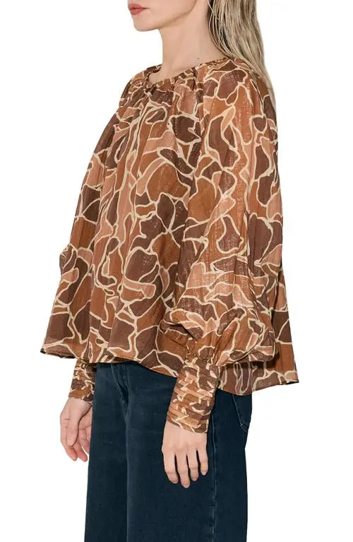 CIEBON Rileigh Shimmer Balloon Sleeve Top