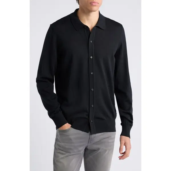 BOSS Helbert Virgin Wool Cardigan - Black