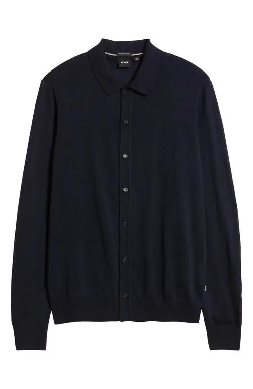 BOSS Helbert Virgin Wool Cardigan - Dark Blue