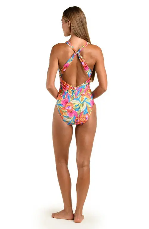 SUNSHINE 79 Tropic Tapestry Plunge Moderate Coverage One-piece Swimsuit