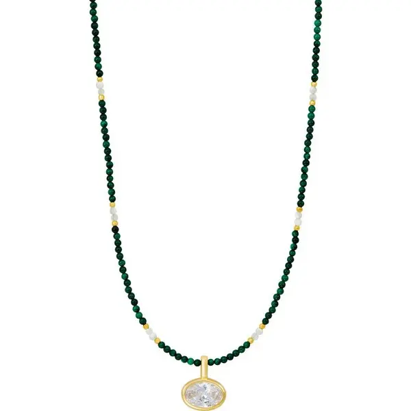 SAVVY CIE JEWELS Malachite & Mother Of Pearl Beaded Pendant Necklace - Green