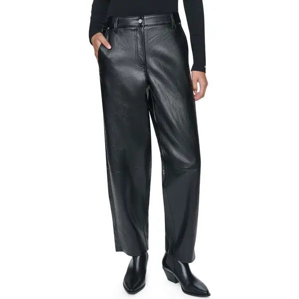 Dkny Yorkville Faux Leather Wide Leg Pants