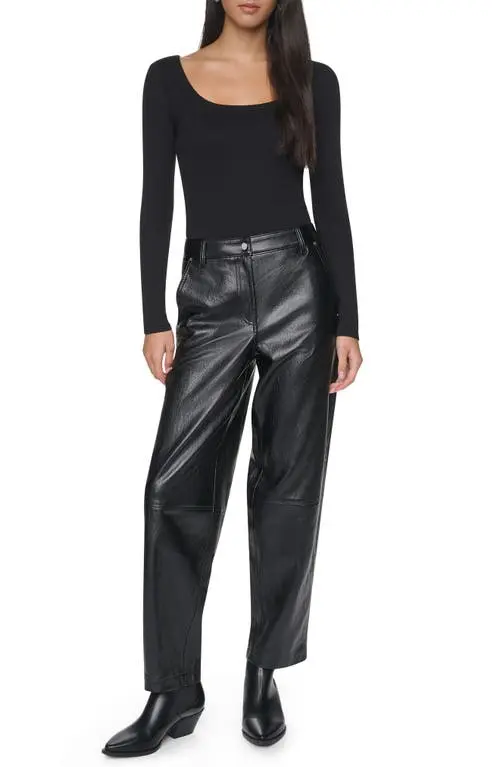 Dkny Yorkville Faux Leather Wide Leg Pants