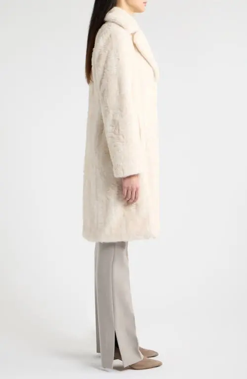 Via Spiga Embossed Faux Fur Reefer Coat - Cream